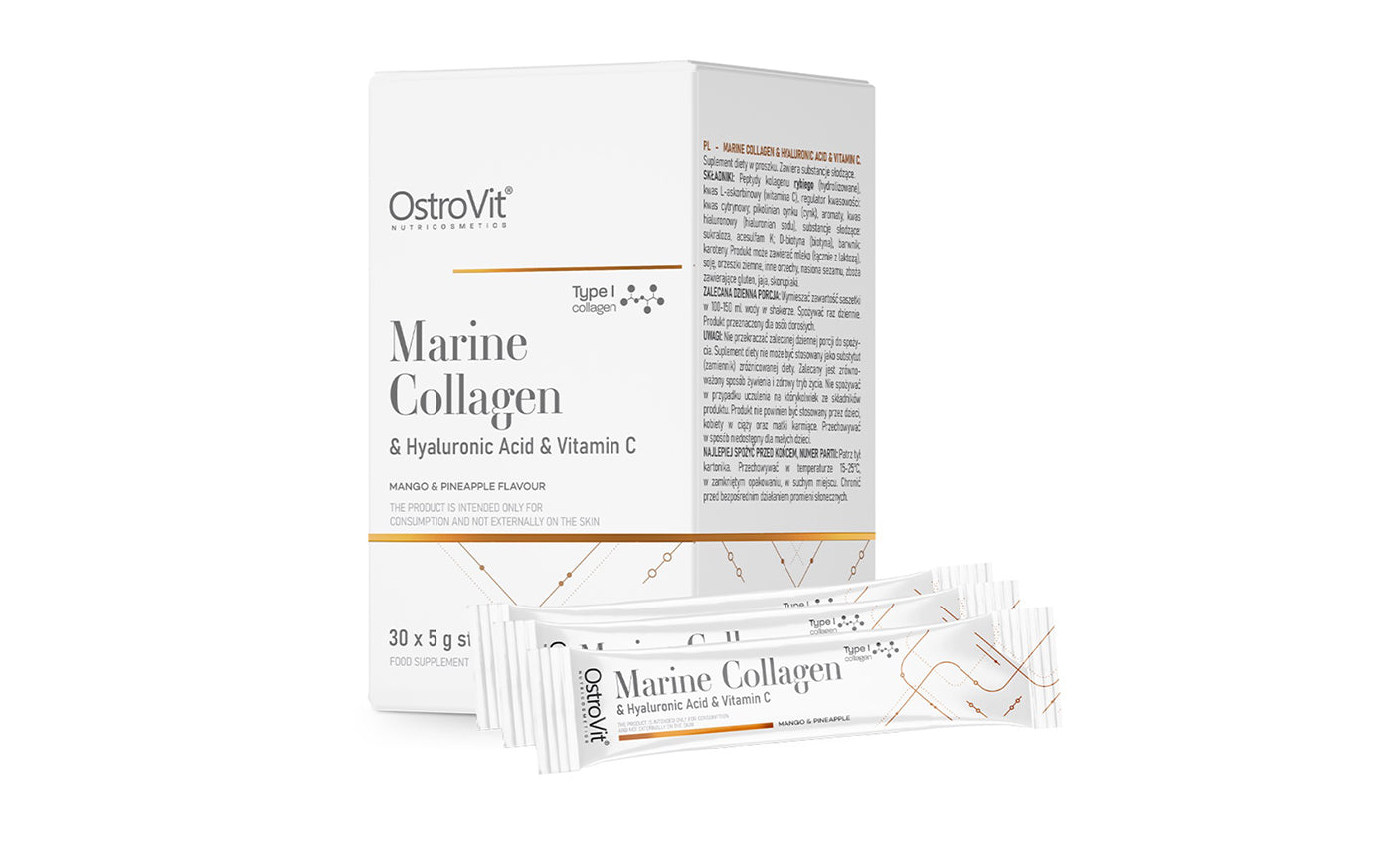 OstroVit kolagenas + hialuronas + vitaminas C 5g. x30 - Sveiki Ritualai